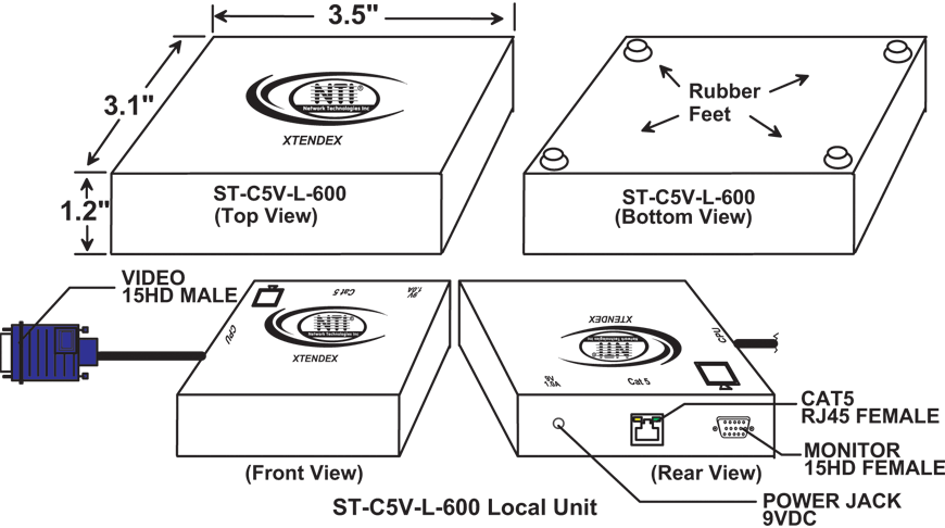 VGA CAT5 Local Transmitter Broadcast VGA Signals Remotely Transmit to ...
